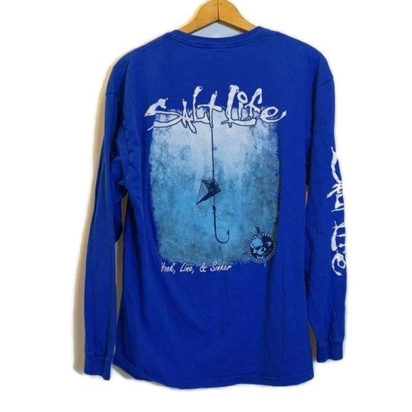 Salt Life | Shirts | Salt Life Mens Size L Tagless Neck Hook Line And ...